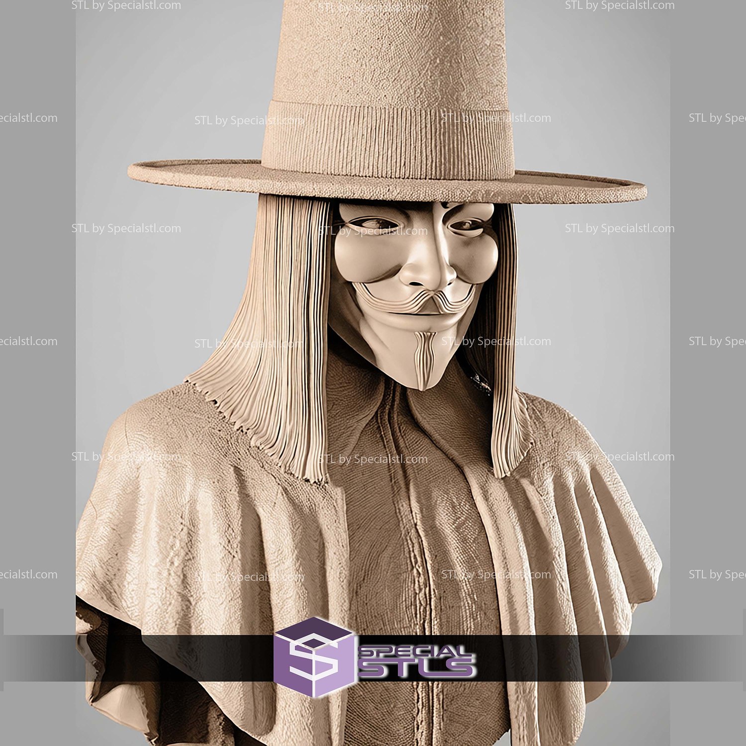 V for Vendetta Portrait Bust 334mm STL Files | SpecialSTL
