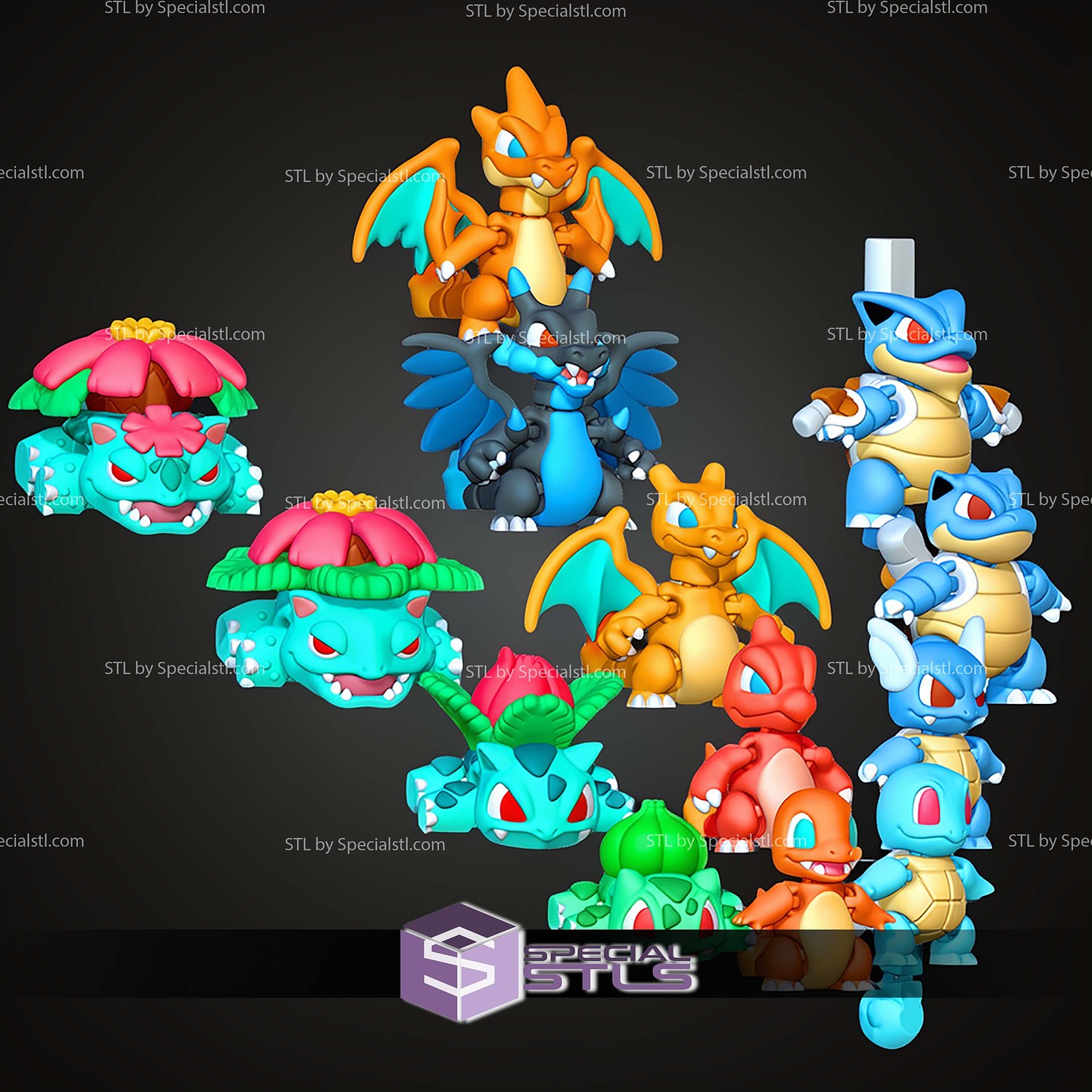 Super Basic STL Pokemon Starters Mini Pack MultiColor | SpecialSTL